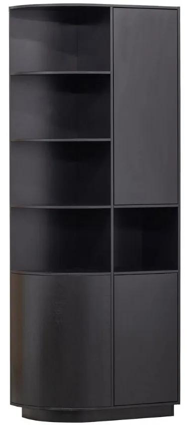 OnaDnes -20% Hoorns Černá borovicová modulární knihovna Frederica 210 x 78 cm, levá