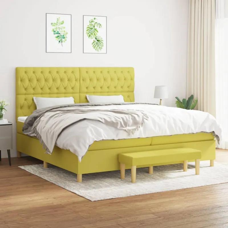 Box spring postel s matrací světle zelená 200x200 cm textil,  3137428 HangarStore.cz