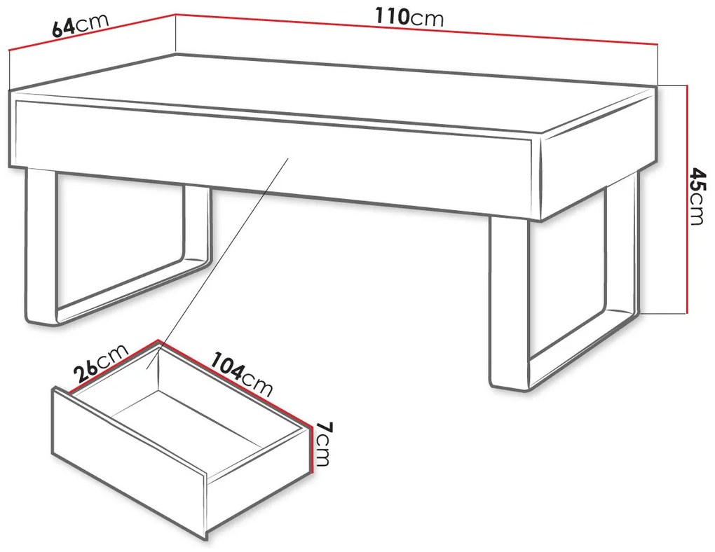 Konferenční stolek CHEMUNG 1 - bílý / lesklý bílý