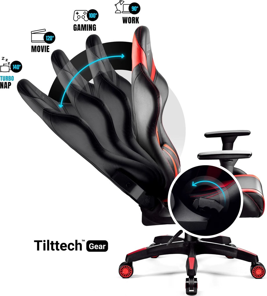 Herní židle z ekokůže Small Size, černý-červený: Diablo X-Horn 2.0