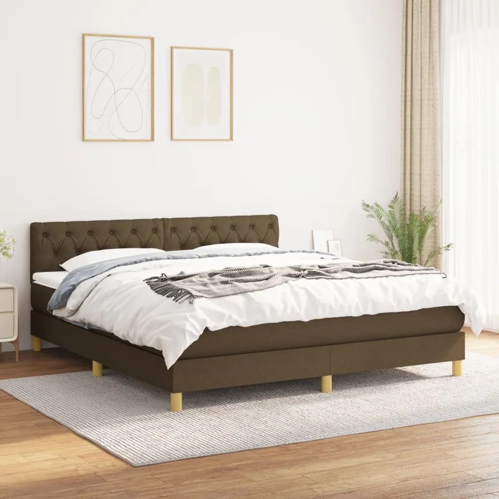 Box spring postel s matrací tmavě hnědá 160x200 cm textil 3140868