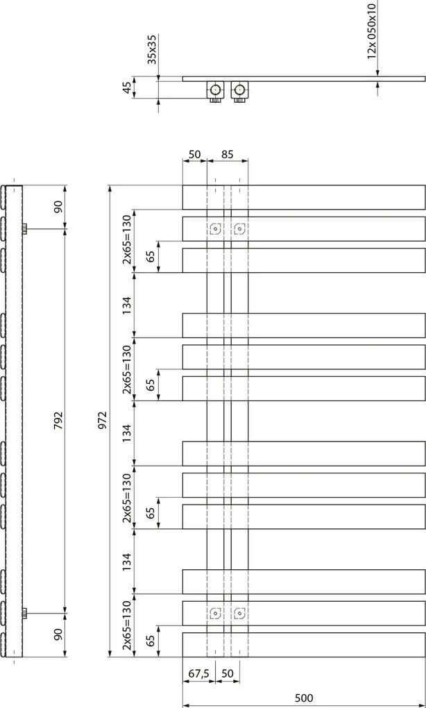 Sapho Sapho, SILVANA topné těleso 500x972mm, černý mat, IR164B