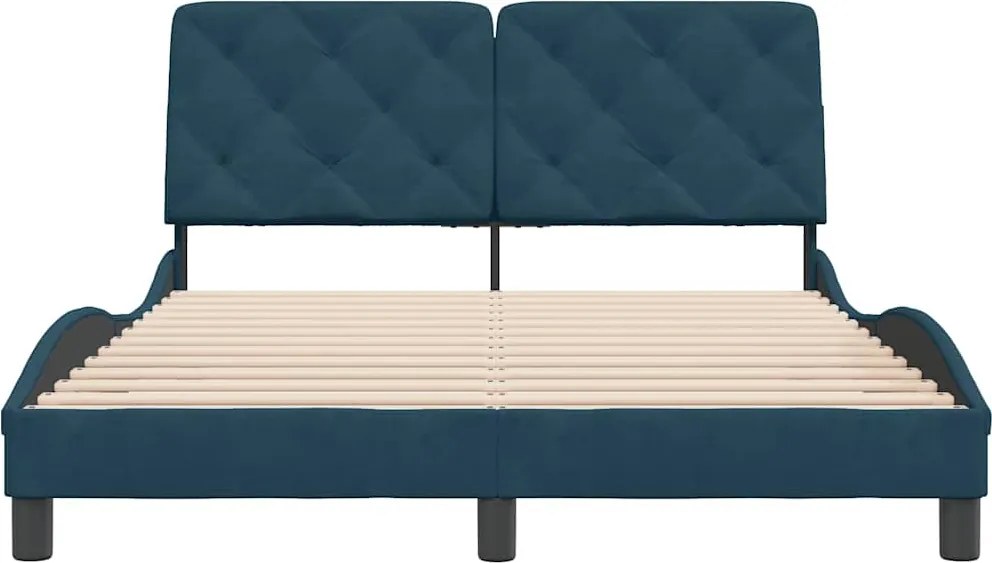Rám postele bez matrace modrý 140 x 190 cm samet 3207921