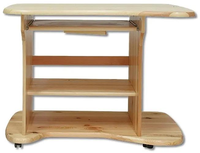 Pojízdný dřevěný psací stůl Ansi na kolečkách, masiv borovice, 100x75x70 cm