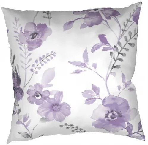Dadka Povlečení krep Kvítí fialové na bílém  240x220, 2x70x90 cm