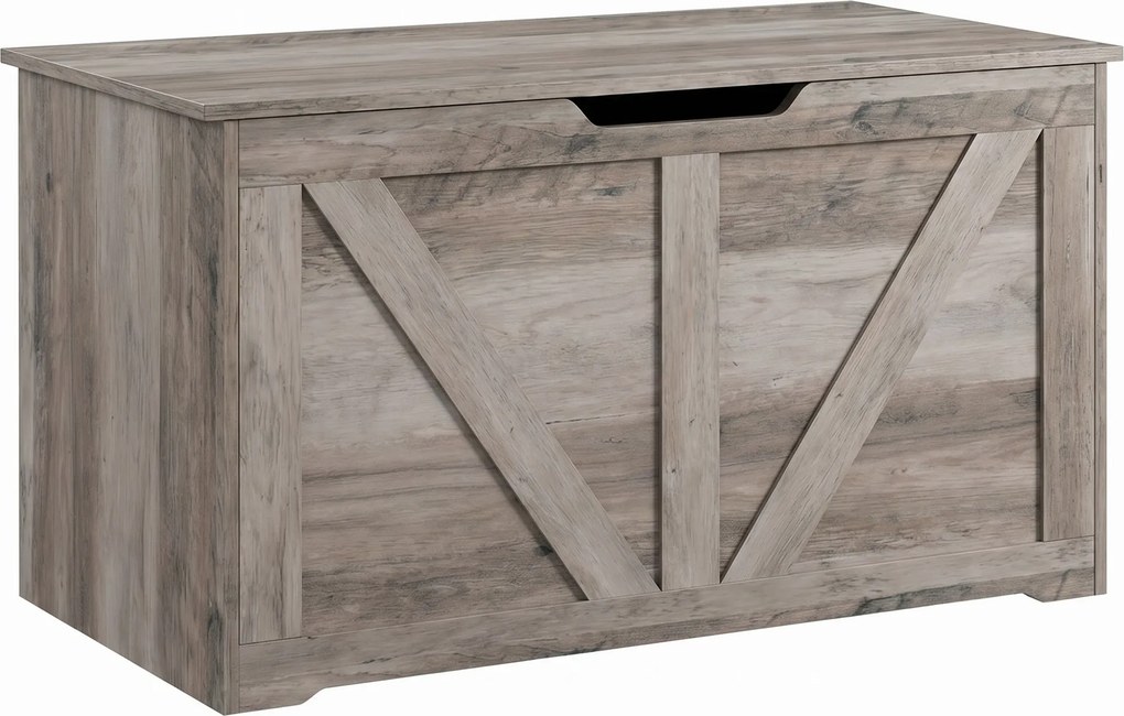 HOMCOM úložná truhla, úložná lavice se sklápěcím víkem a bezpečnostními panty, 80 x 40 x 45 cm, šedá