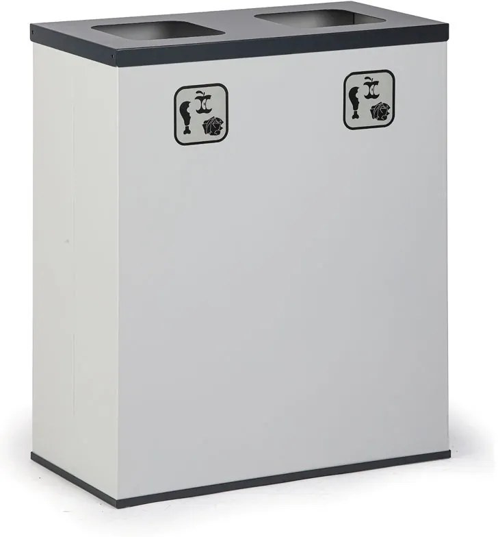 Koš na tříděný odpad 2x 70 L, úchyt na pytel, šedý/černý