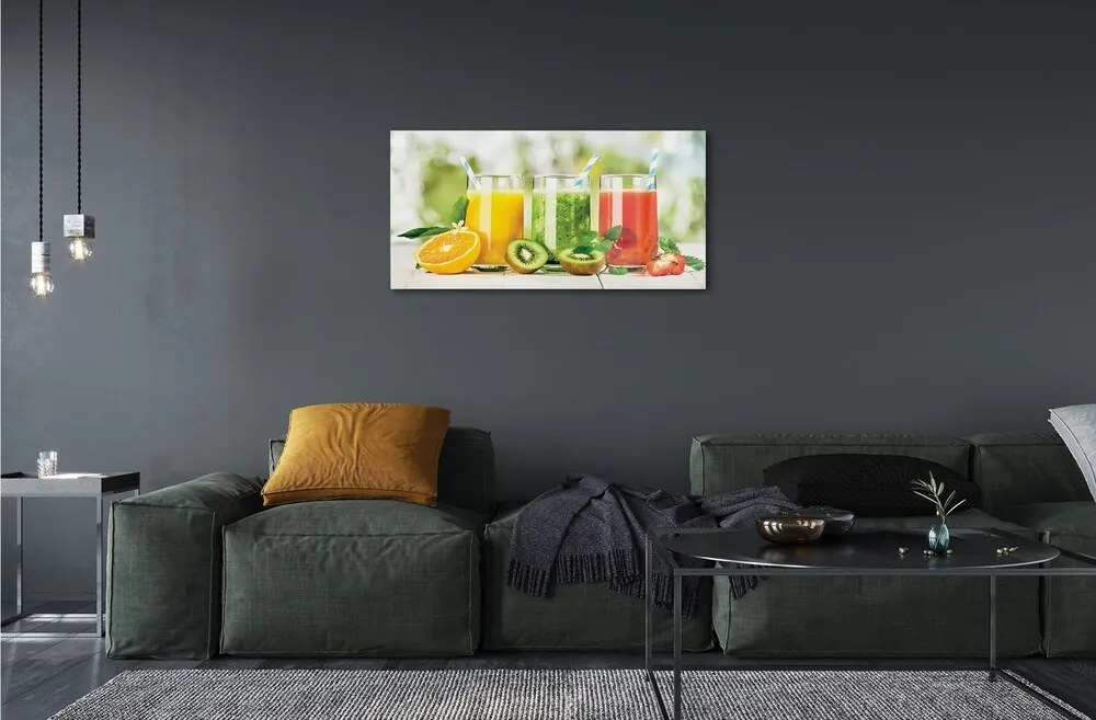 Obraz na skle Koktejly Strawberry Kiwi 140x70 cm