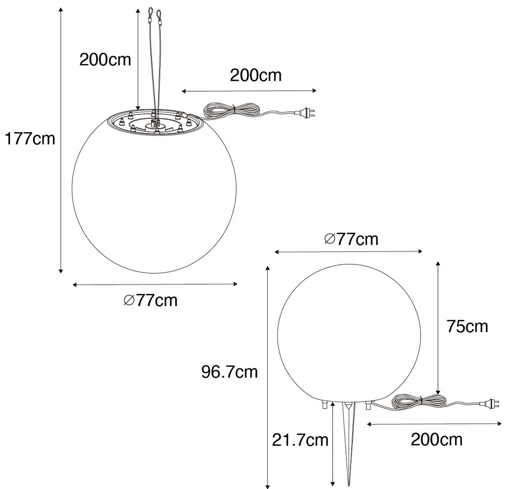 Chytrá venkovní lampa bílá 77 cm IP65 vč. WiFi A60 - Nura