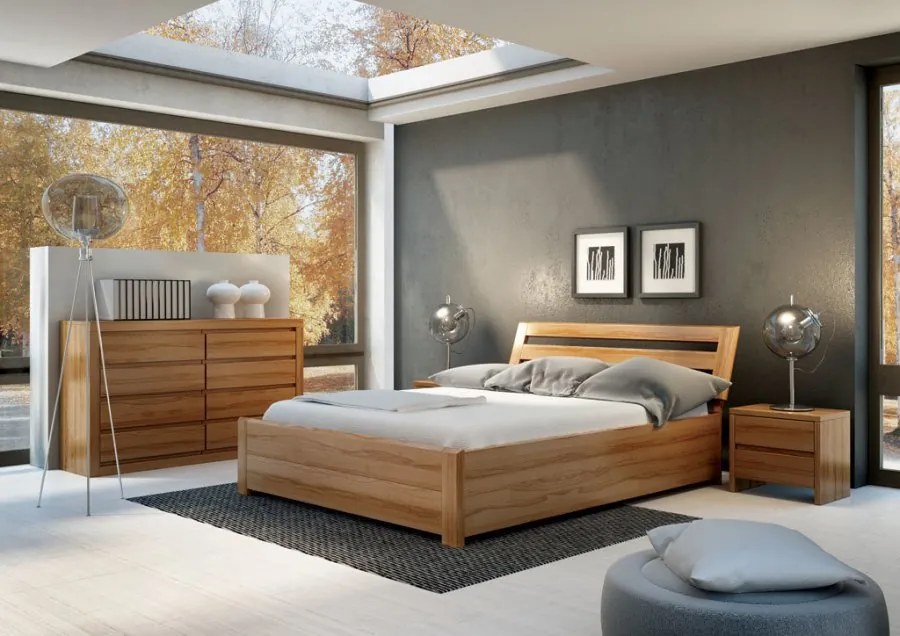 Casarredo - Komfort nábytek Masivní postel KL-160, 100x200, dřevo buk, výběr moření | barva: moření lausane