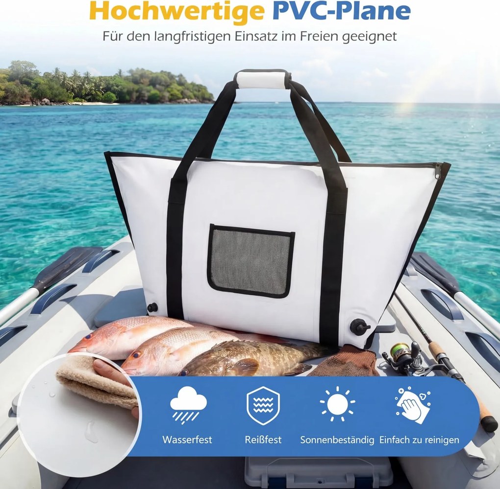 Costway Izolovaná chladicí taška na ryby pro ulovené ryby Kill – 98 × 46 × 50 cm