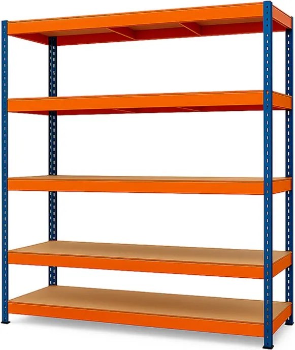 Regál 250x160x50 cm profesionální 5-policový, nosnost 200 kg - modro-oranžový