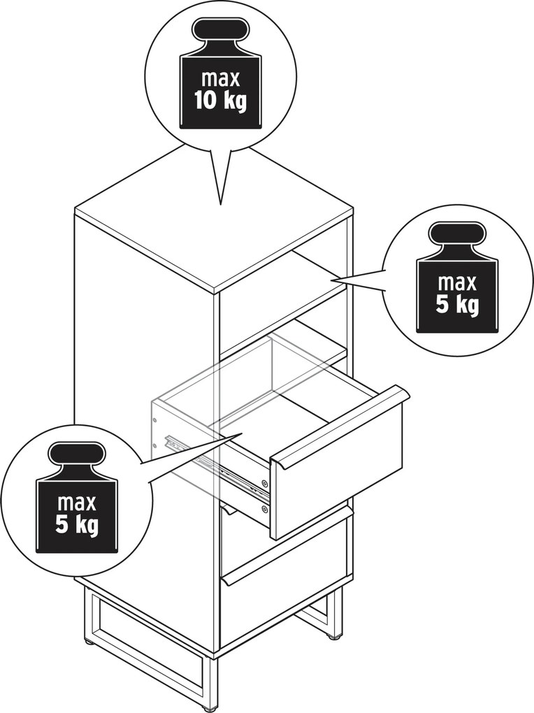 Tchibo - Zásuvkový regál »Leeg« se 3 zásuvkami - barva: šedá