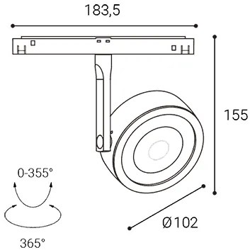 LED2 6252933D Maxo, černý reflektor pro Mag track 48V, 20W 3000K DALI, prům. 10,2cm