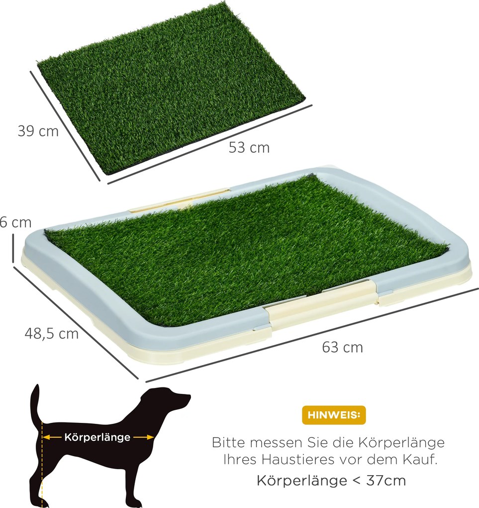 PawHut toaleta pro štěňata toaleta pro psy umělá tráva 63x48,5 cm, modrá, ideální řešení pro interiér i exteriér
