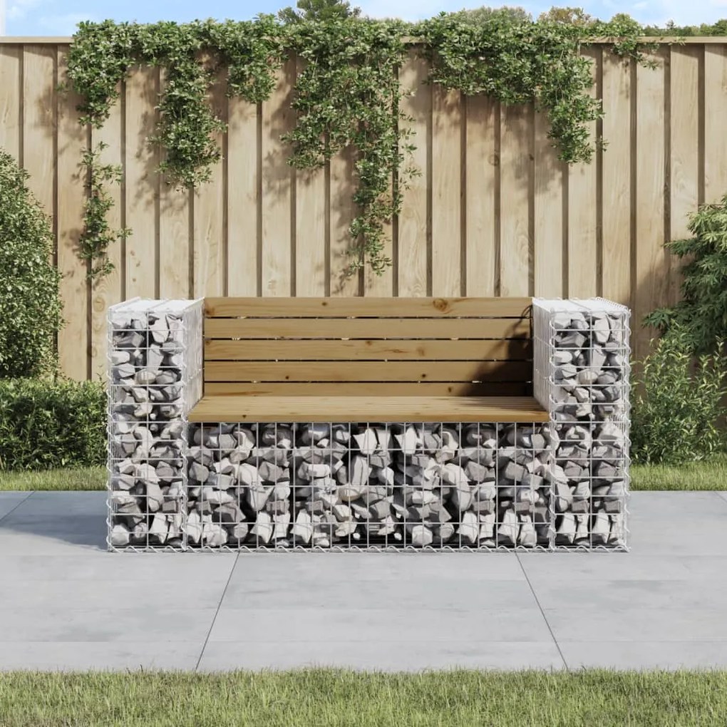 Zahradní lavice gabionový design 143x71x65,5 cm borové dřevo - Default Title