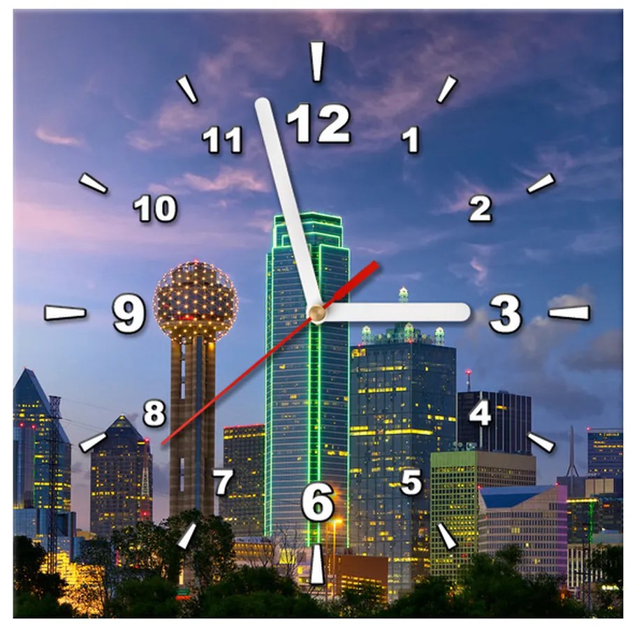 Gario Obraz s hodinami Dallas City USA Rozměry: 30 x 30 cm