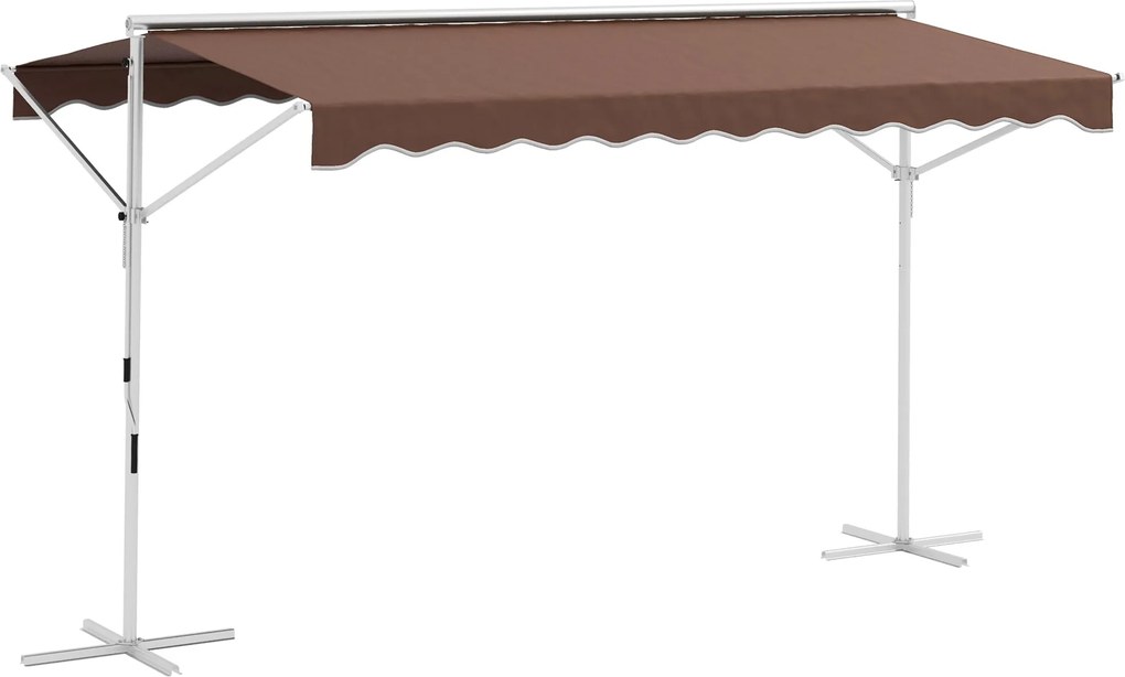 Freestanding Markýza Outsunny 4x3 m Zahradní Markýza s Rukávem pro Sklopení, Sluneční Ochrana pro Terasy a Zahradu | Aosom