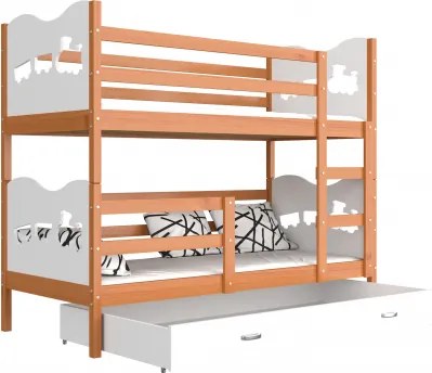 Patrová postel MAXIM včetně úložného prostoru (Olše), Bílá