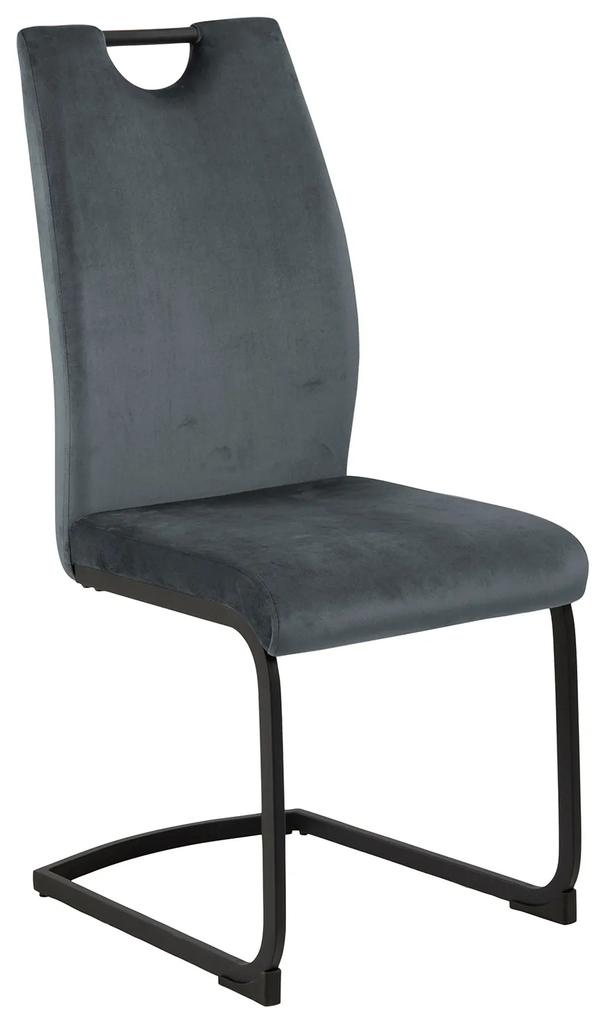 Stylowe krzesło do nowoczesnej jadalni Szare Welur KIFER