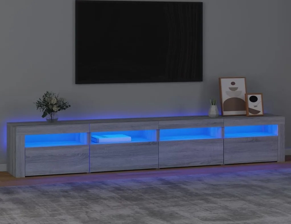 vidaXL TV skříňka s LED osvětlením 240x35x40 cm [3152763] Barva: Betonová šedá