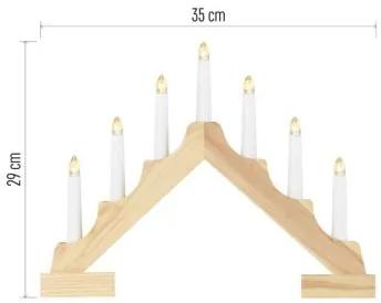 Dřevěný LED svícen Kija s časovačem 29 cm teplá bílá II