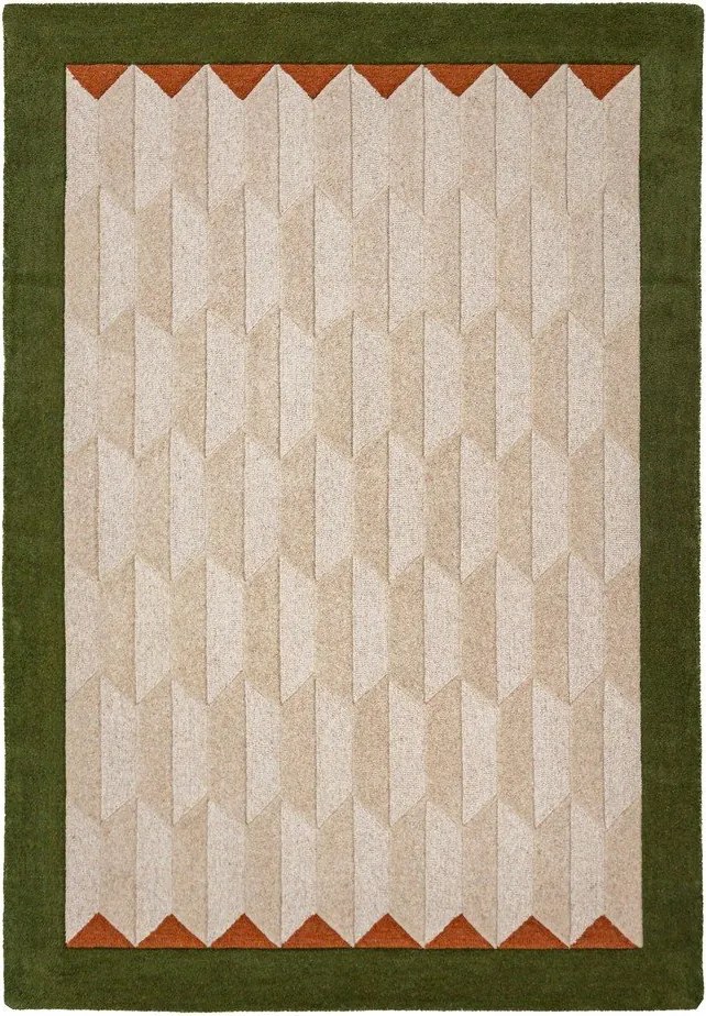 Zelený/v přírodní barvě ručně tkaný vlněný koberec 200x290 cm Apex Border Wool – Flair Rugs