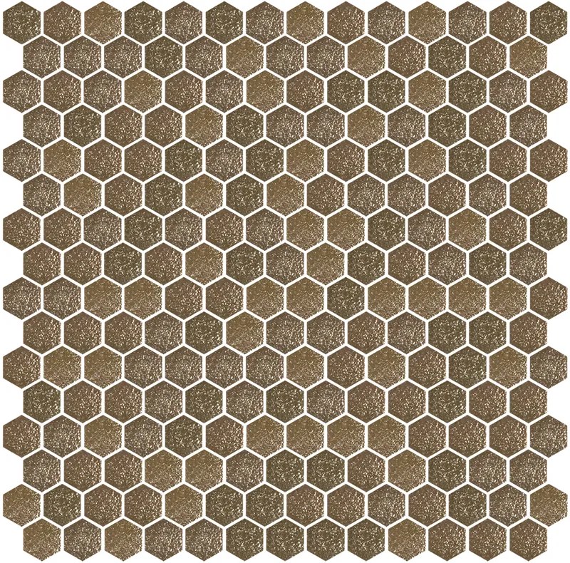 Hisbalit Skleněná mozaika zlatá Mozaika 712 HEXAGON 2,3x2,6 (33,3x33,3) cm - HEX712BH