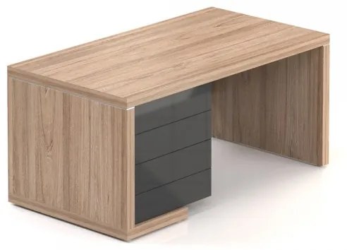 Stůl Lineart 160 x 85 cm + levý kontejner jilm světlý / antracit
