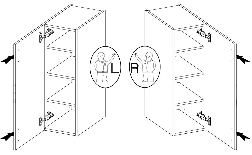 LARA gr | horní skříňka 40G-90 1F s policemi | 40 cm | UNI dvířka | VYSOKÁ | šedá lesk
