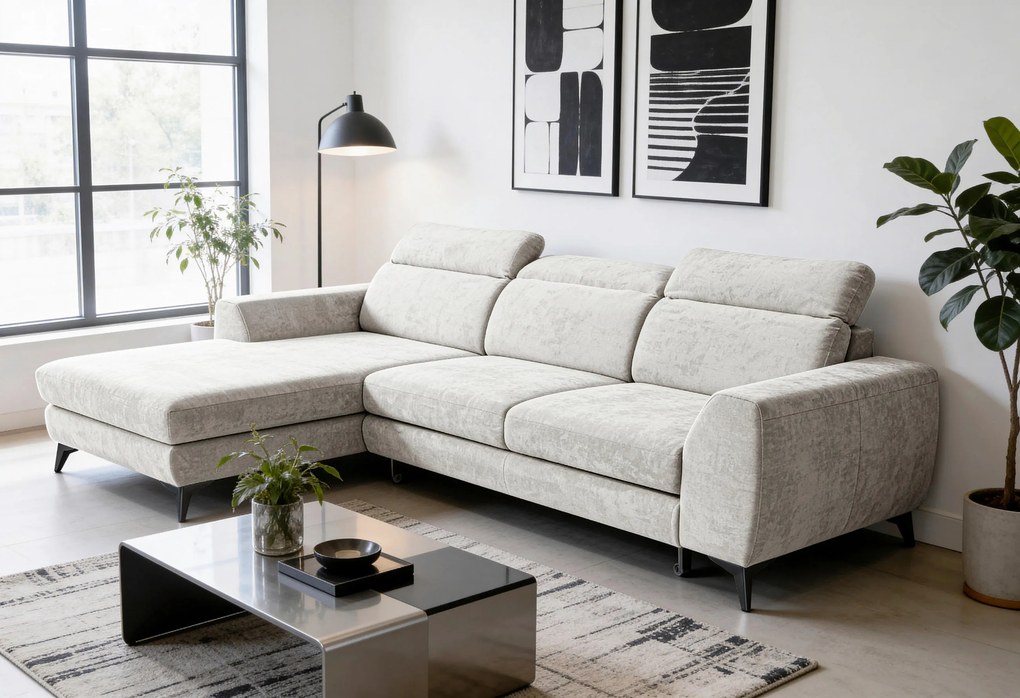 XXXLutz ROHOVÁ SEDAČKA, textil, slonovinová MID.YOU - Sedací soupravy - 000694011005