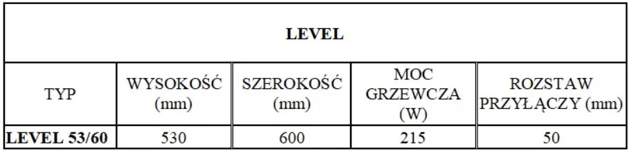 Regnis LEVEL, topné těleso 600x530mm se středovým připojením 50mm, 215W, černá matná, LEVEL530/600/D50/BLACK