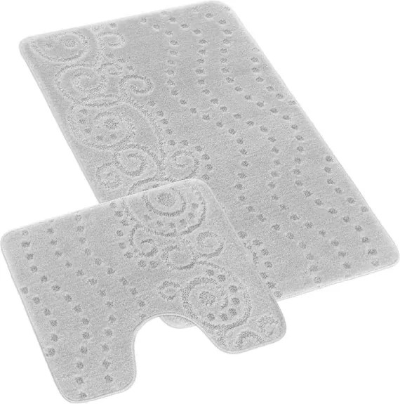 Bellatex koupelnové předložky SADA BANY 60x100 + 60x50 cm s výkrojem Ornament Světle šedá