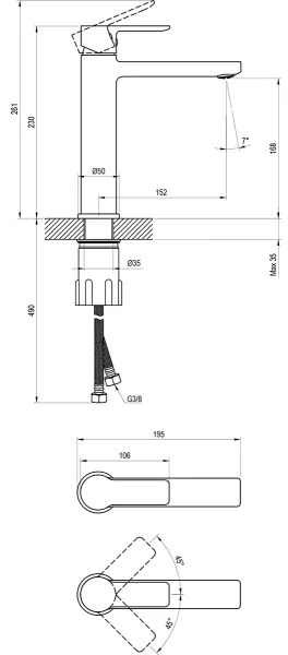 Ravak X070483 - Umyvadlová baterie SOLAR 23 cm lesklý chrom