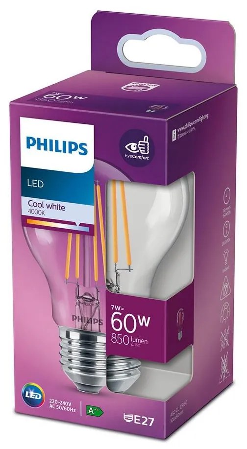 Philips | LED Žárovka VINTAGE Philips A60 E27/7W/230V 4000K | P4140