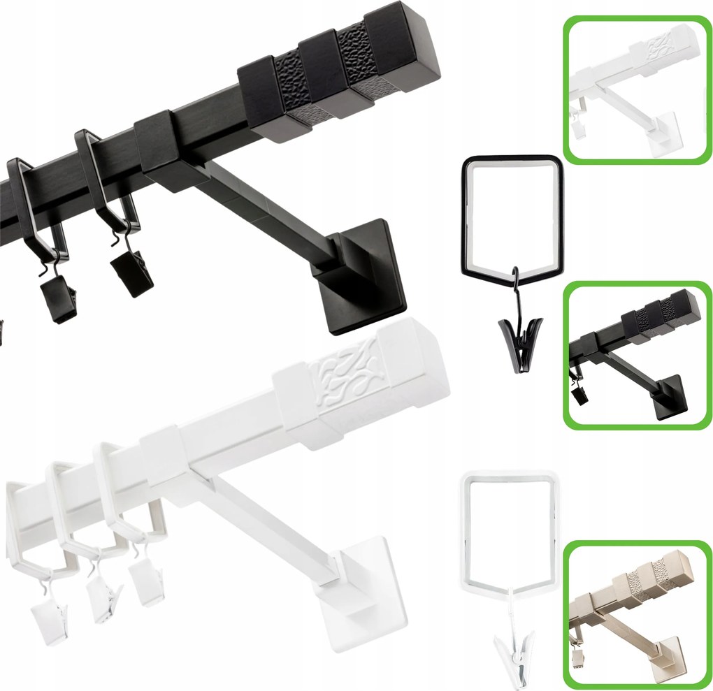 Garnýž Jednoduchý 240 CM Garnýž Kvadro Tiché Žabky Velký Výběr Zakončení
