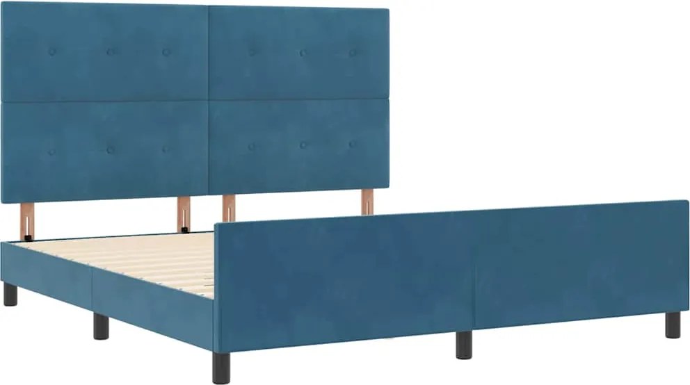 Postel s boxspringem s čelo Tmavě modrá 180 x 200 cm samet 3344961