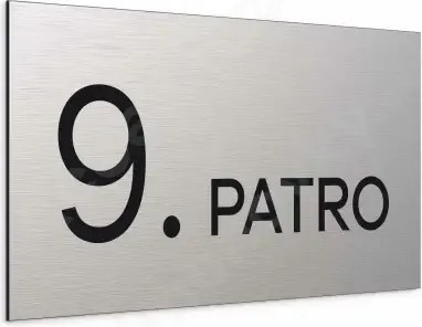 ACCEPT Označení podlaží "9. PATRO" - stříbrná tabulka - černý popis