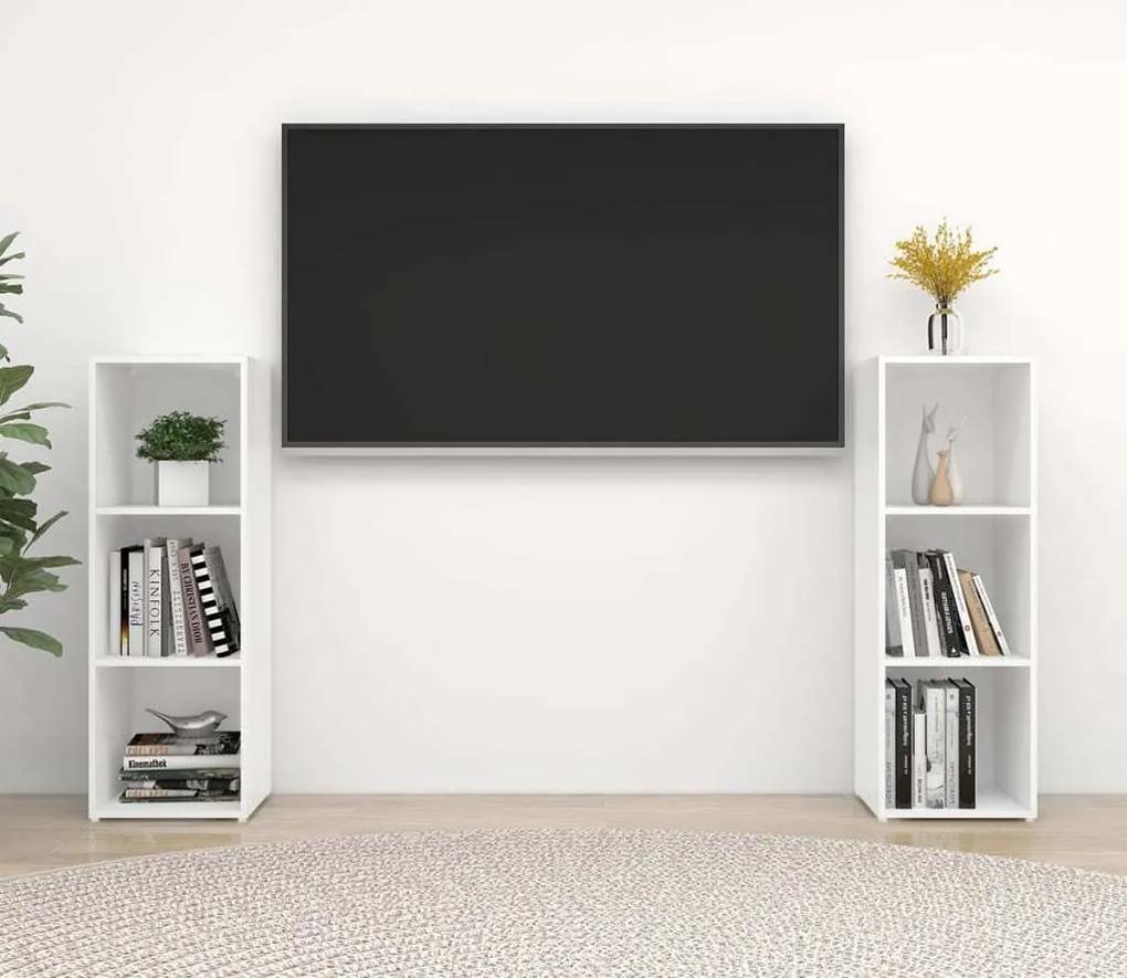 vidaXL TV skříňky 2 ks 107 x 35 x 37 cm dřevotříska [3079915] Barva: bílá a dub sonoma