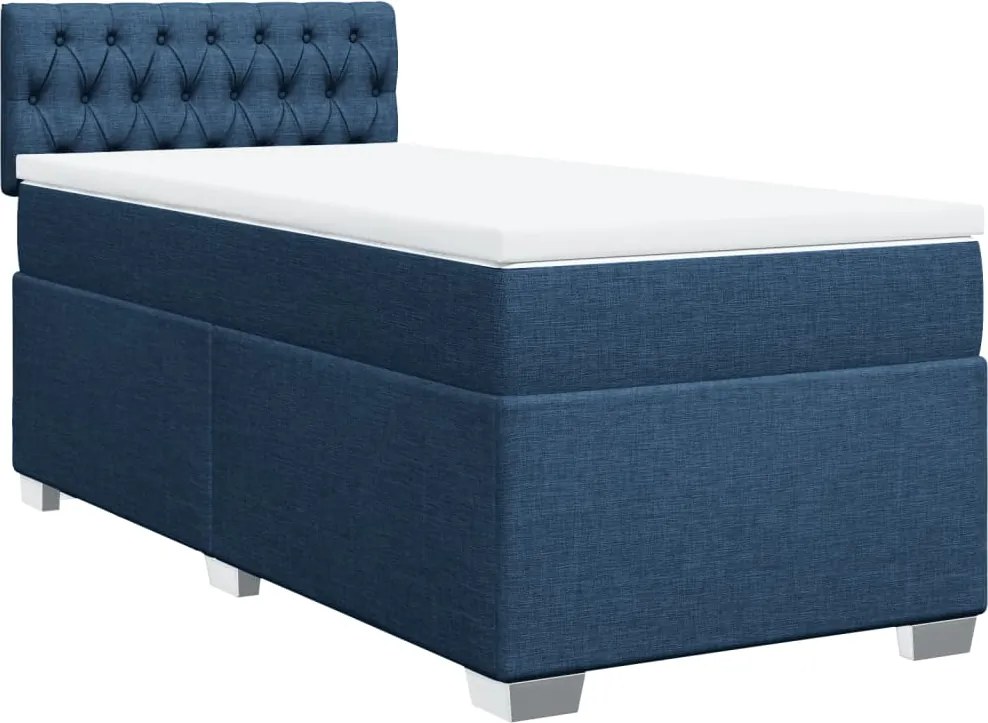 Box spring postel s matrací modrá 90x190 cm textil 3288056