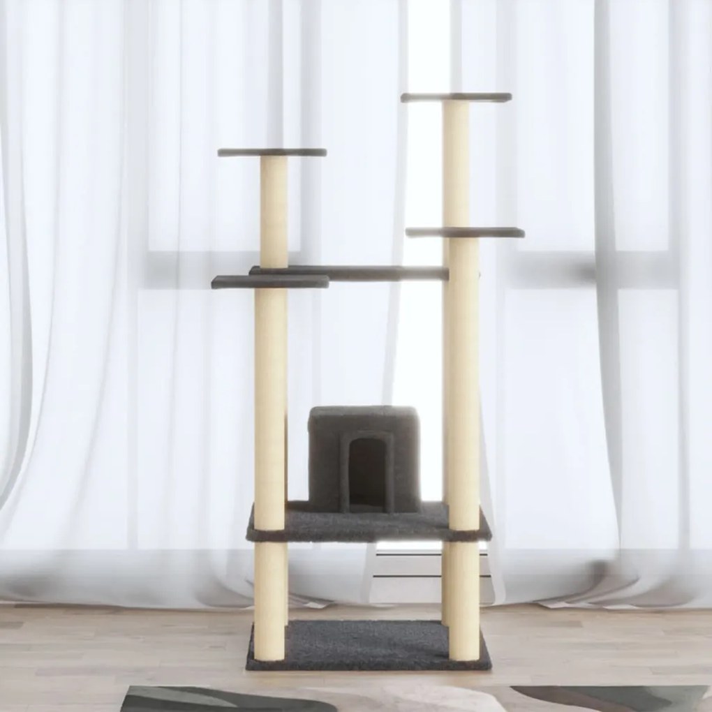 Škrabadlo pro kočky se sisalovými sloupky tmavě šedé 110 cm 171481