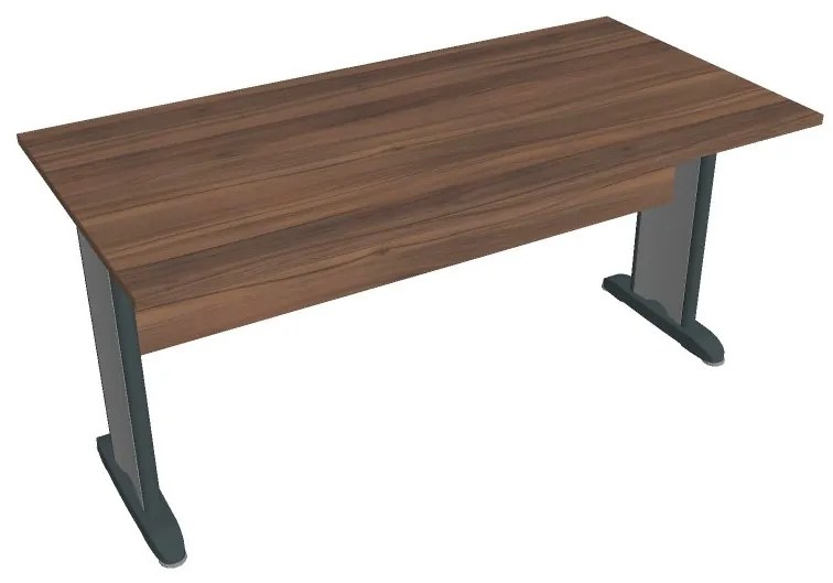 Stůl jednací rovný 160 cm - Hobis Cross CJ 1600 Dekor stolové desky: ořech, Dekor lamino podnože: ořech, Barva nohou: černá