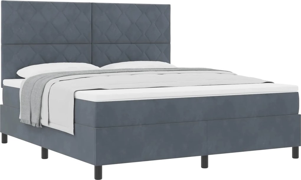 Postel s boxspringem s čelo Tmavě šedá 180 x 200 cm samet 3339915