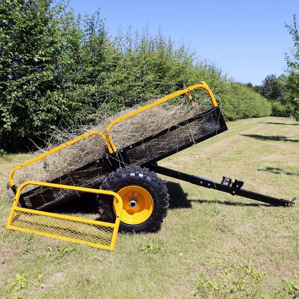 Wiltec Zahradní vozík sklápěcí za traktůrek čtyřkolku vyklápěcí lux