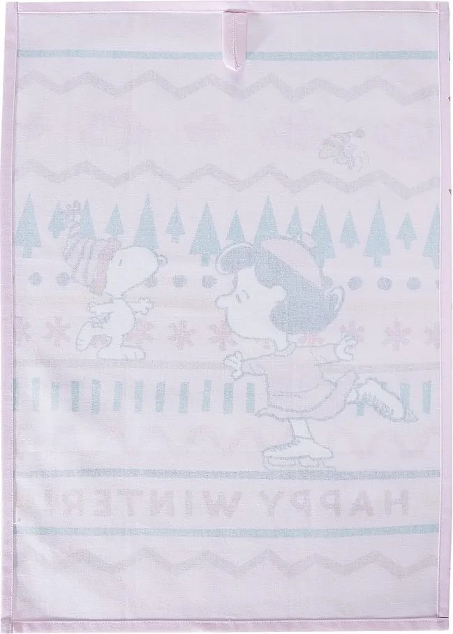 PEANUTS Utěrka "Happy Winter" - sv. růžová