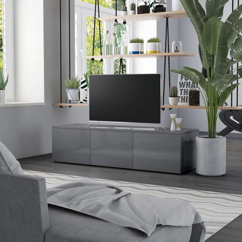 801876 vidaXL TV stolek šedý s vysokým leskem 120 x 34 x 30 cm dřevotříska