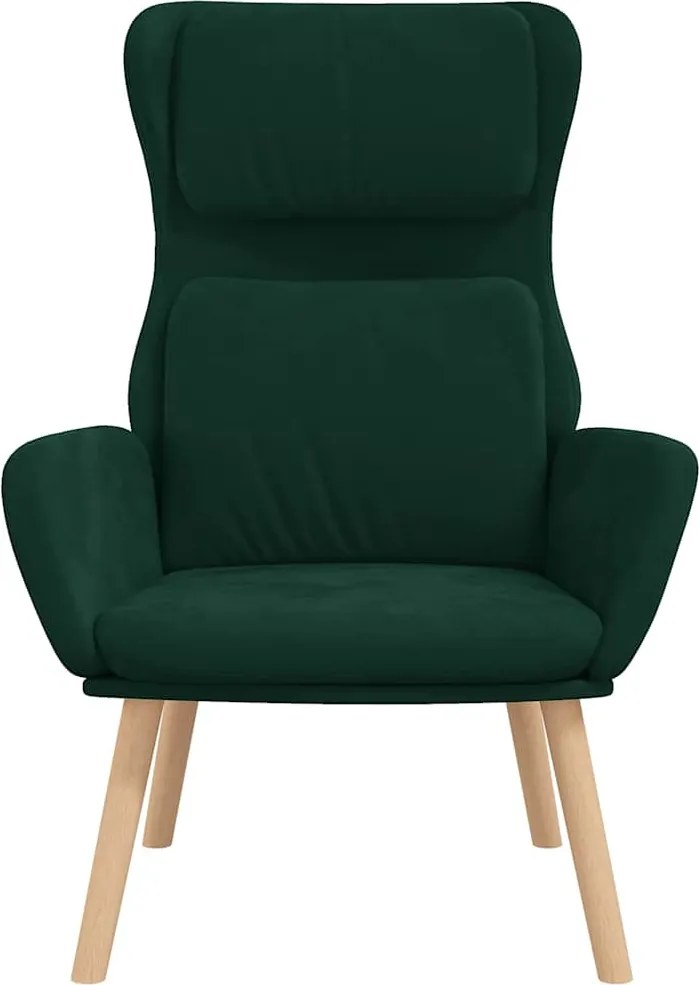 Relaxační křeslo tmavě zelené samet 341353