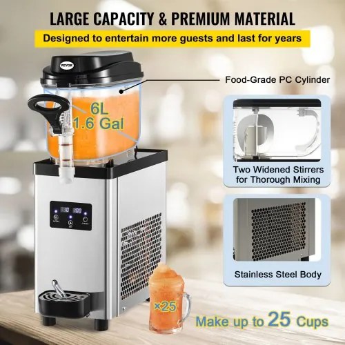 Komerční stroj na kaši, 6 l, jedna mísa, 705 W 220 V