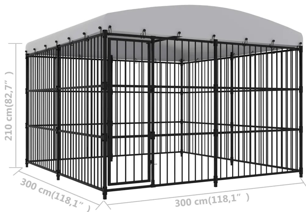 vidaXL Marketos Venkovní psí kotec se střechou 300 x 300 x 210 cm