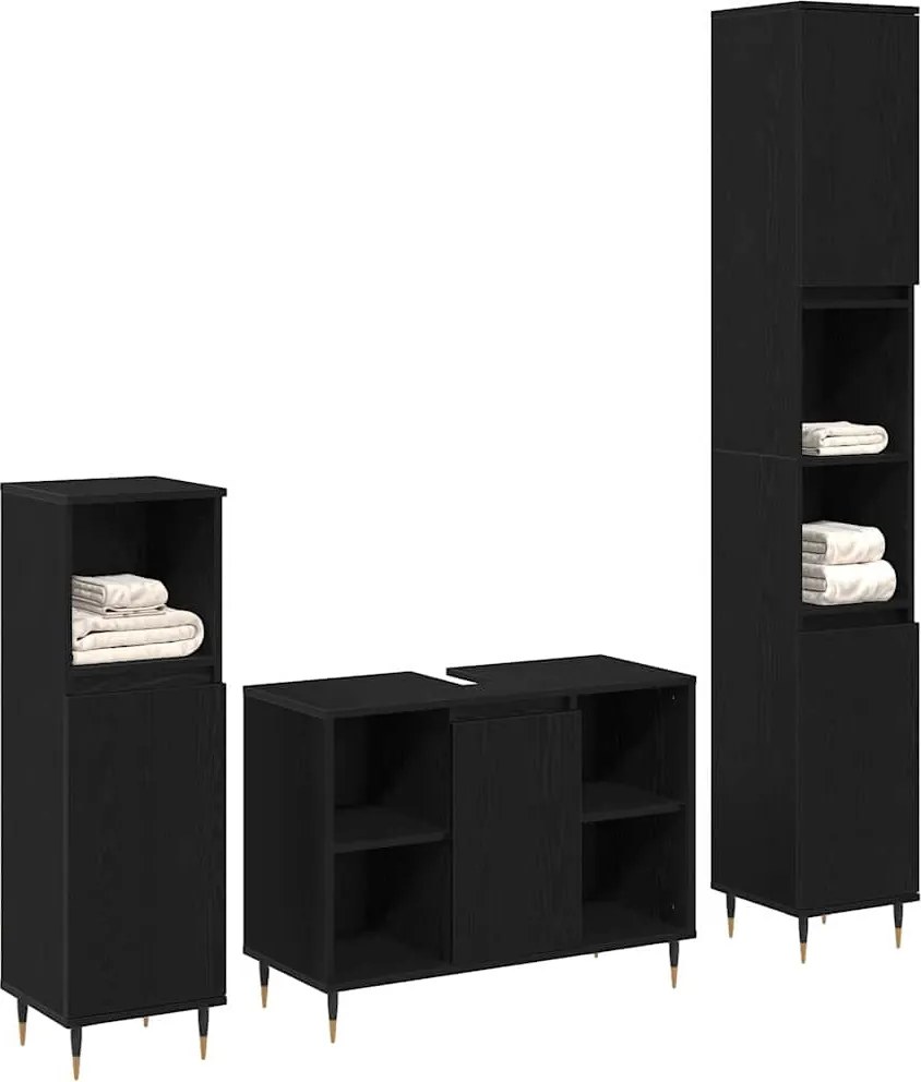Sada koupelnového nábytku 3 ks Černý dub 30 x 30 x 180 cm 3378515
